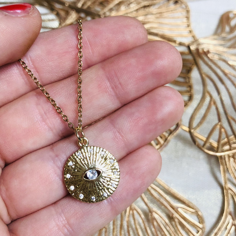 Collier doré EYES fabriqué à la main avec amour | Bijoux and Clo